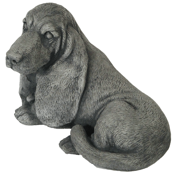 Basset Hound Puppy Dog Sitting Down Dog Concrete Cement Statue - Garden ...